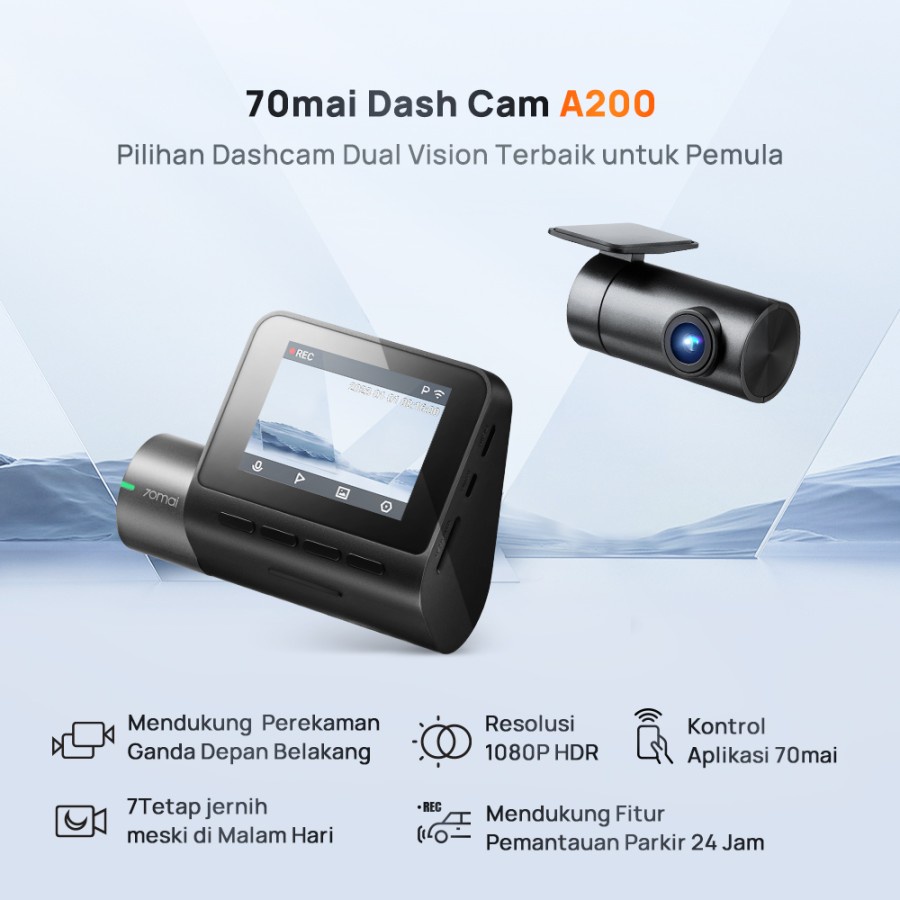 Jual 70mai Dash Cam Pro Plus A200 1080P Front + Rear Set | Shopee Indonesia