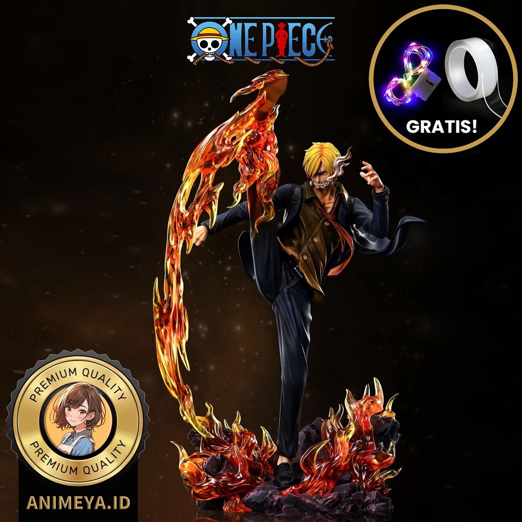 Jual Action Figure One Piece Sanji Vinsmoke Fire Kick Wifi Studio Recast Free Led Koleksi Patung ...
