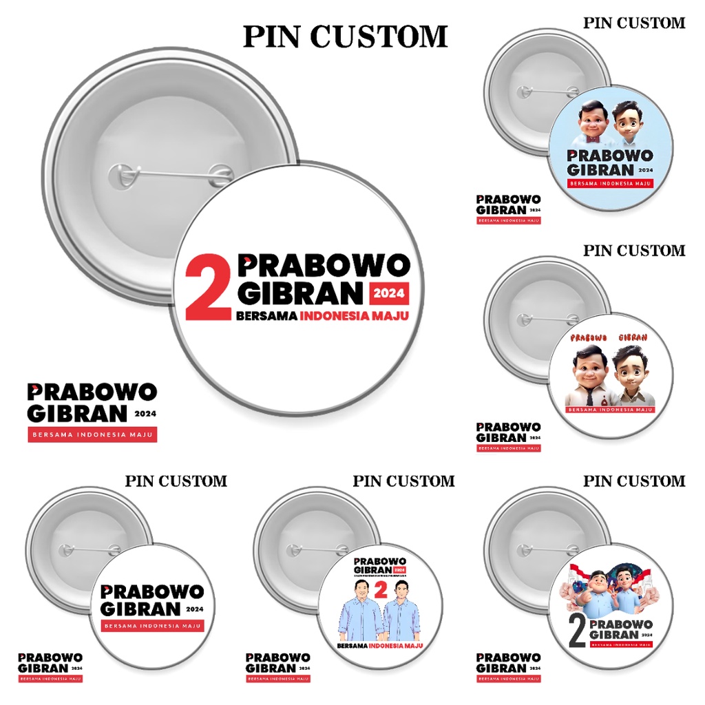 Jual Custom Pin Logo Gemoy Prabowo Gibran Paslon Nomer 2 Calon Presiden ...