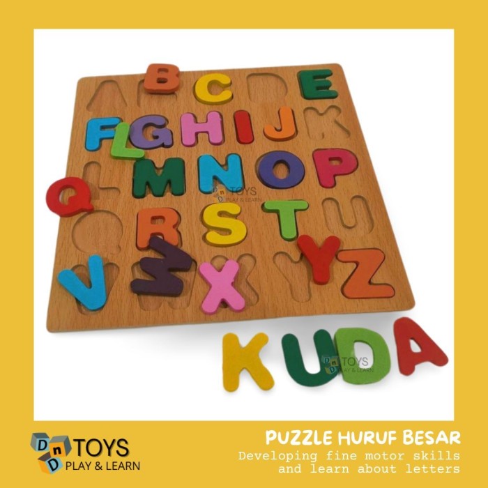 Jual Mainan Edukasi Edukatif Anak Puzzle Kayu Huruf Besar Abjad ...