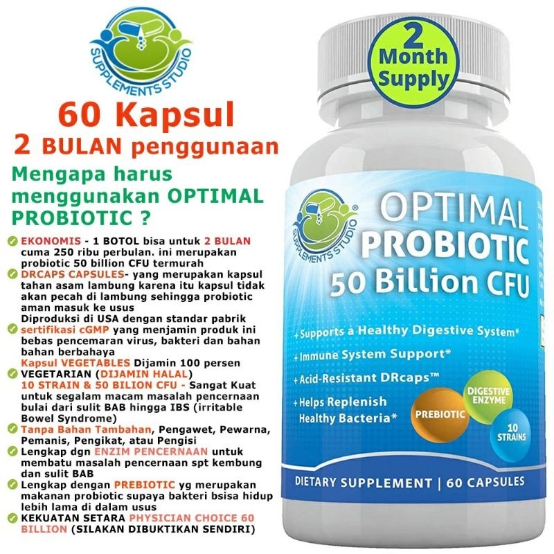 Jual Probiotic / Probiotik Optimal 10 strain 50 billion + Prebiotic ...
