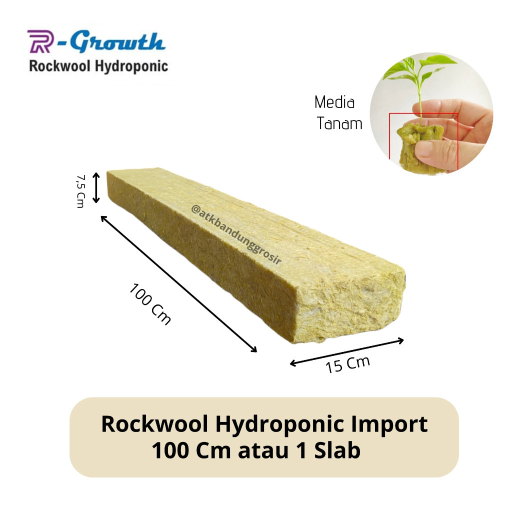 Jual Rockwool Hydroponic R-Growth 100 Cm 1 Slab Media Tanam Hidroponik ...