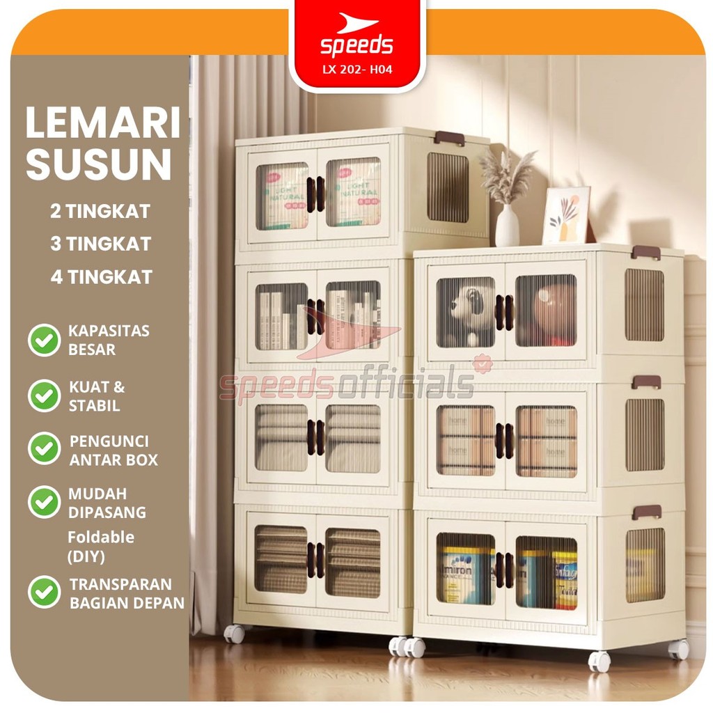 Jual SPEEDS Rak Kabinet Susun Lipat Foldable Storage Cabinet Rak Tas ...