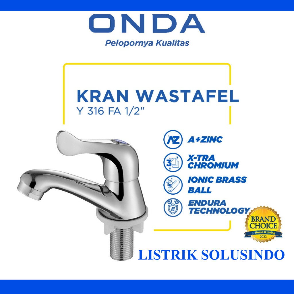 Jual ONDA Kran Air Wastafel Kamar Mandi Cuci Tangan Tanam Kaku Anti Bocor Y 316 FA 1/2" 1/2in 1/ ...