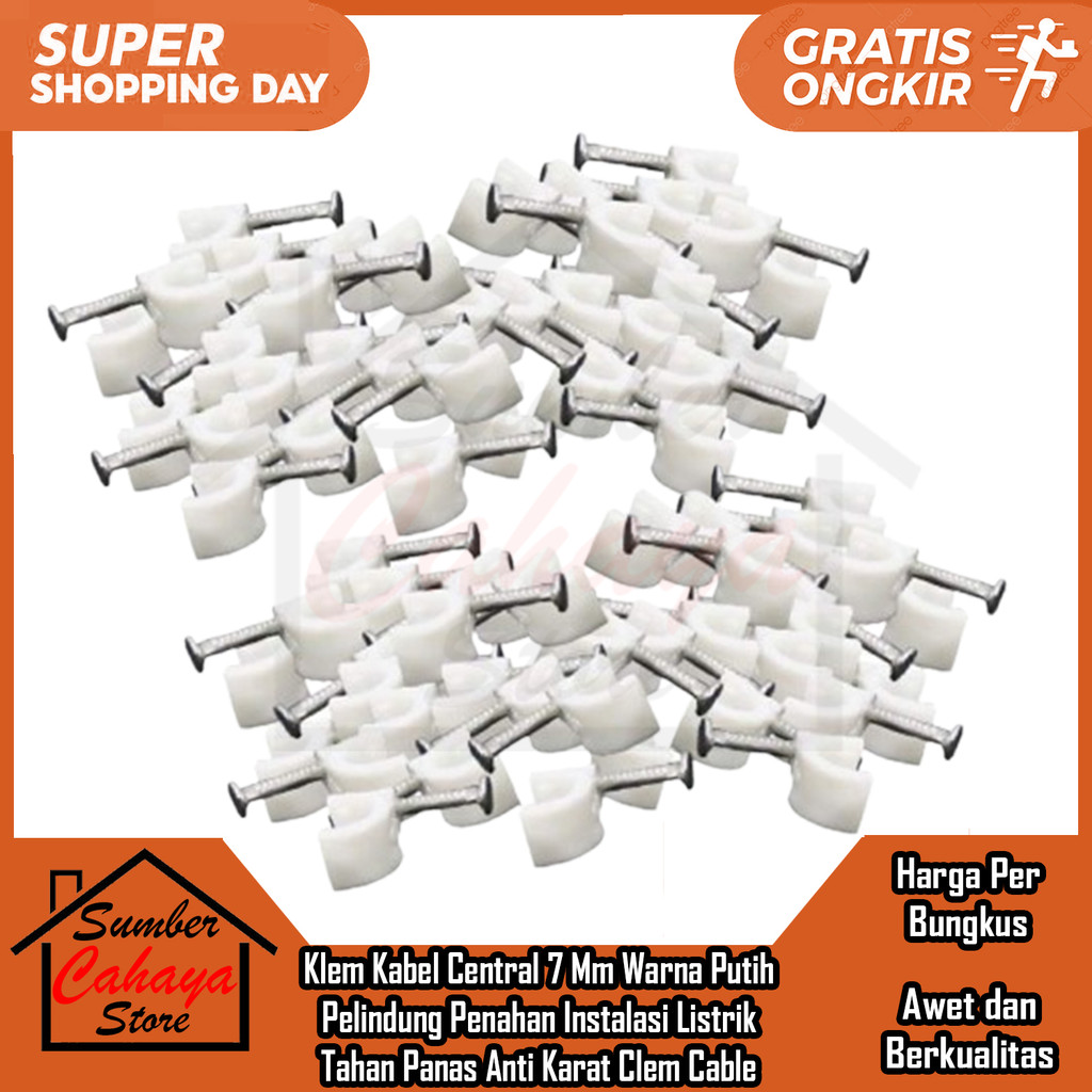 Jual Central Klem Kabel 7 Mm Warna Putih White Pelindung Penahan ...