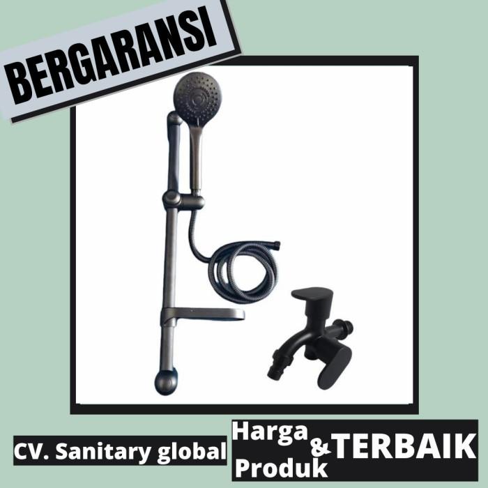 Jual kran shower komplit hitam shower set BLACK SERIES komplit kran ...