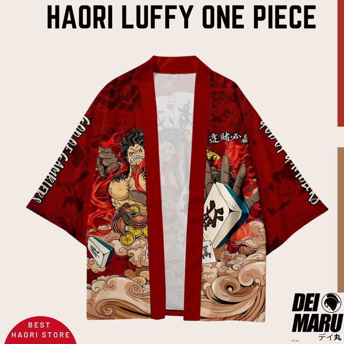 Jual Kostum Jepang Outer Kimono Unisex Haori Luffy One Piece Outer ...