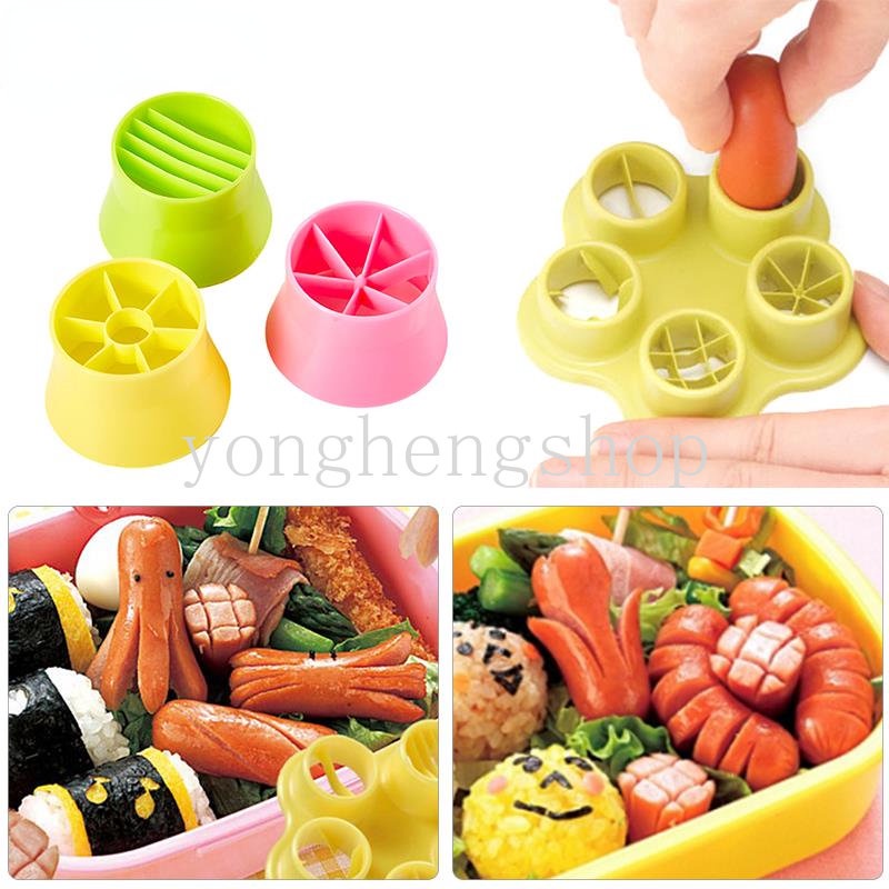 Jual 1 Set 5 In 1 Cetakan Pemotong Alat Potong Sosis Hotdog Bento ...