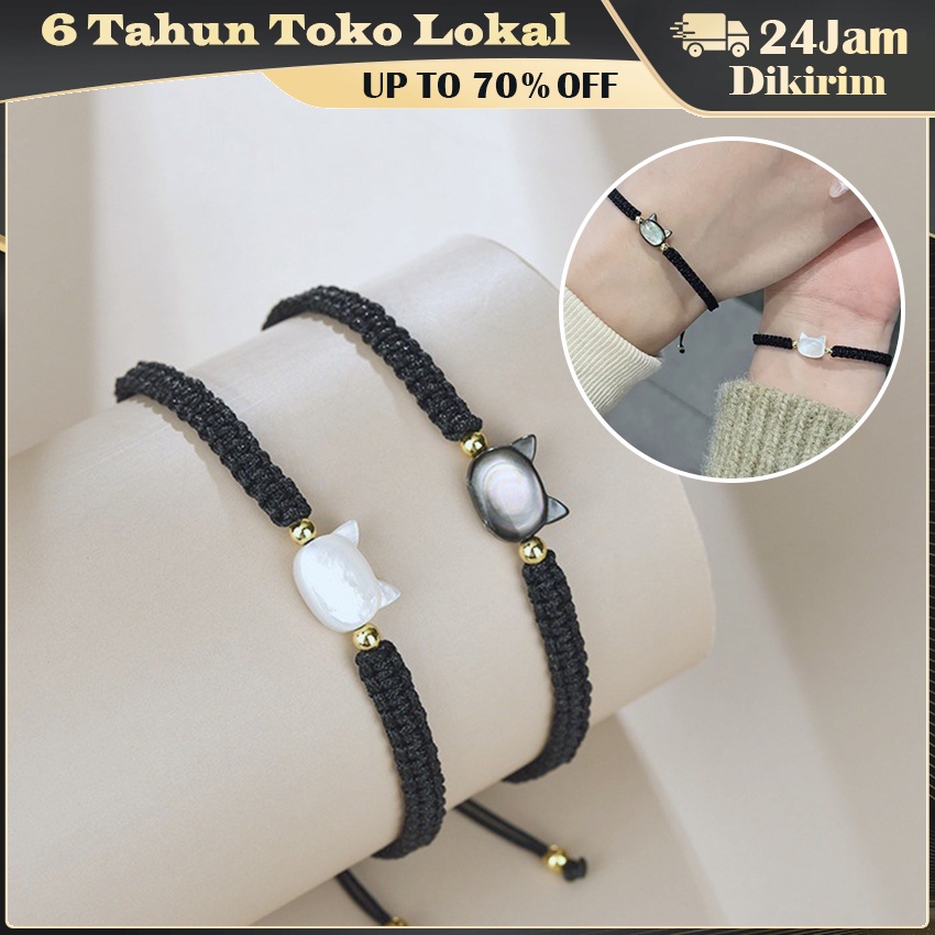 Jual Gelang Couple Kepribadian Handmade Beads Adjustable / Hitam Putih ...