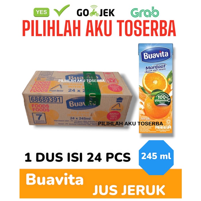 Jual BUAVITA ORANGE Jus Jeruk 245 ml - ( HARGA 1 DUS ISI 24 pcs ) | Shopee Indonesia