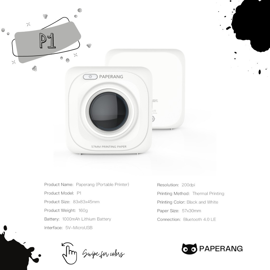 Jual Paperang P1 200 dpi original Portable Bluetooth Printer asli ...