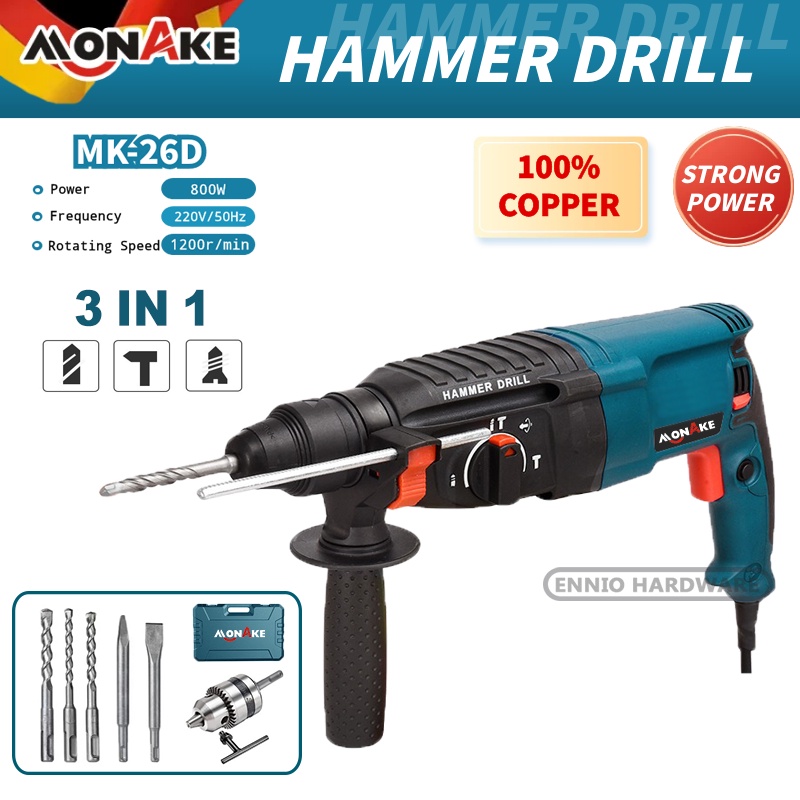 Jual MONAKE Mesin Bor Bobok 26mm Rotary Hammer Drill Impact Beton ...