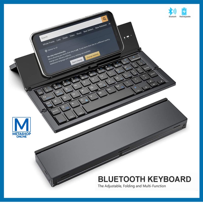 Jual BOW Folding Keyboard Wireless Rechargeable Bluetooth for Phone ...