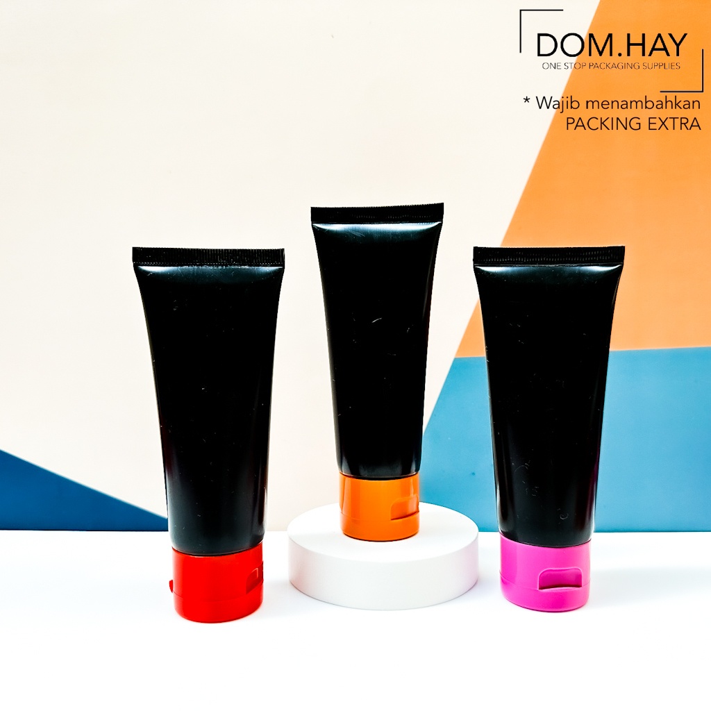 Jual 70ml Botol Tube Hitam Fliptop Packaging Kosmetik Travel Size ...