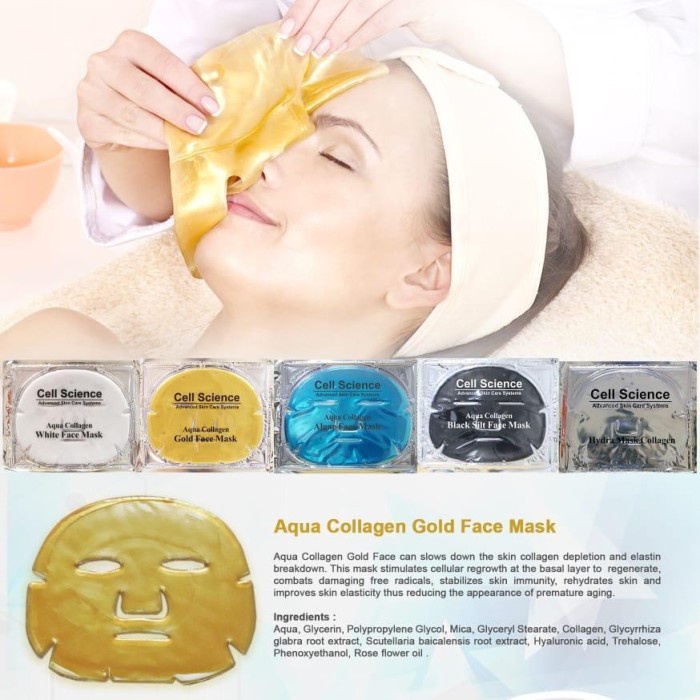 Jual Cell Science Gold Collagen Mask Masker Wajah/ Gold Face Mask ...