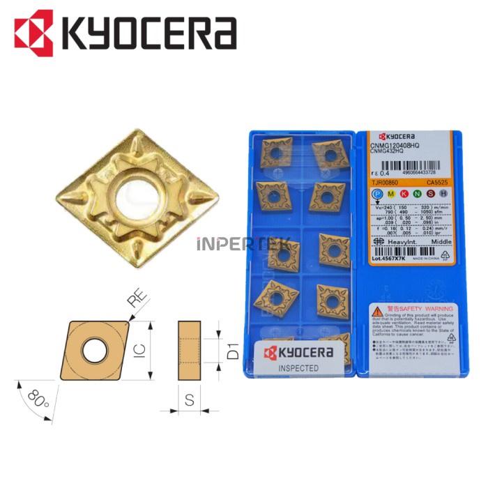 Jual Insert CNMG 120408 HQ KYOCERA Pahat Bubut CNMG 12 04 08 Mata CNMG120408-HQ | Shopee Indonesia