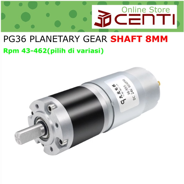 Jual PG36 Planetary Geared Motor 555 24V High Torque 43 120 222 462 RPM PG | Shopee Indonesia