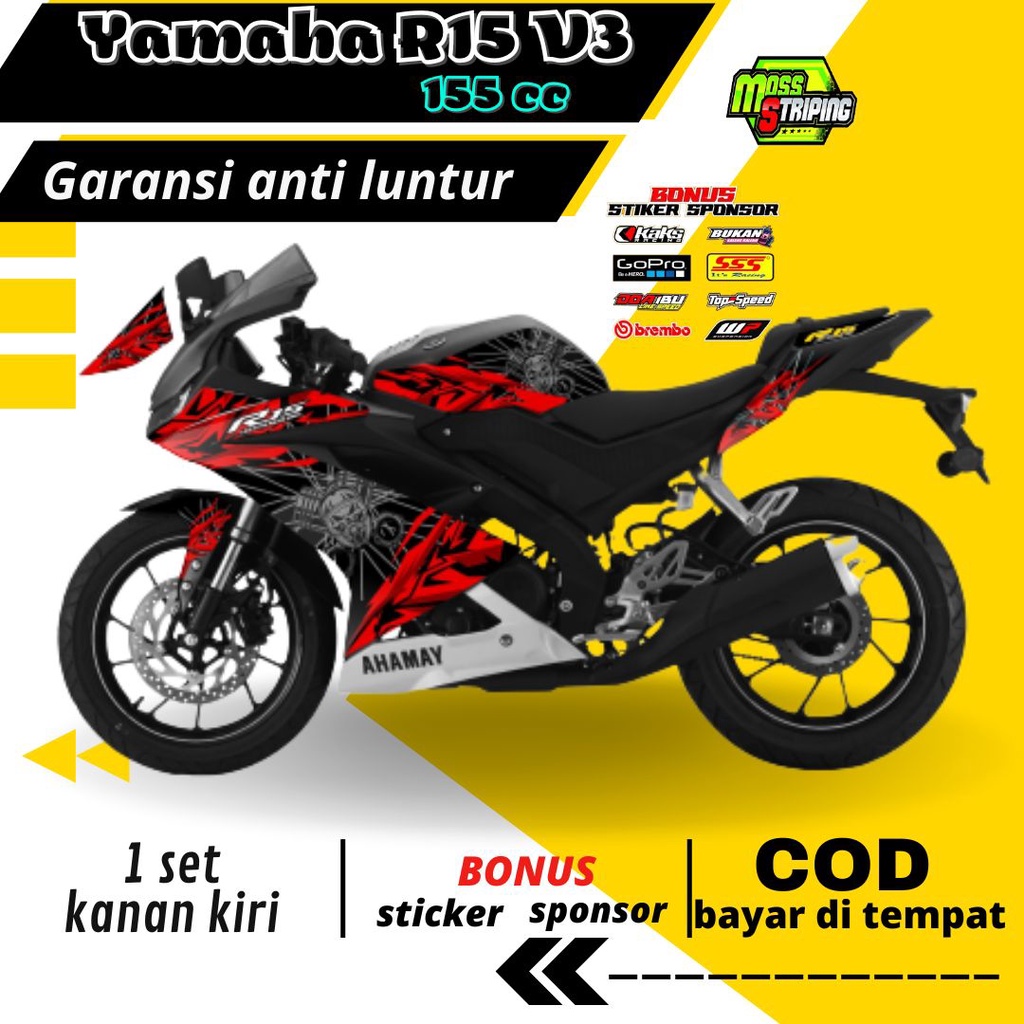 Jual Stiker Striping Lis decal YAMAHA r15 v3 - r 15 v 3 semi fullbody ...