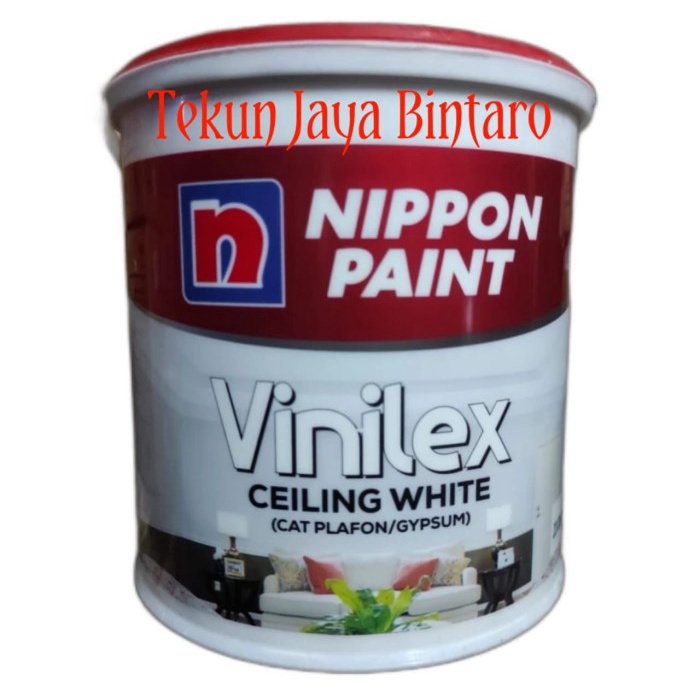 Jual CAT PLAFON GYPSUM GRC VINILEX CEILING WHITE 5 KG NIPPON PAINT | Shopee Indonesia