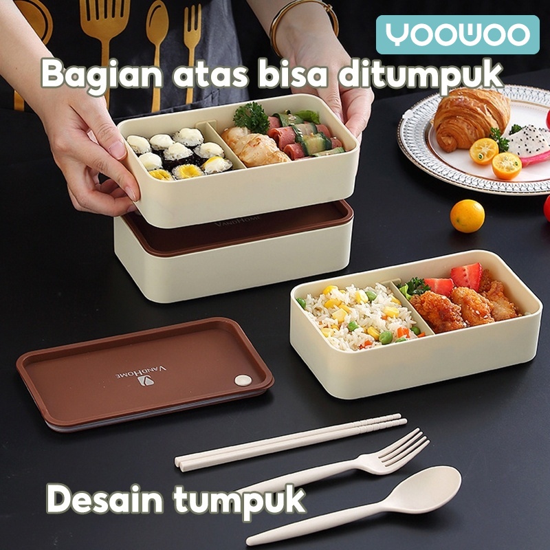 Jual YooWoo Kotak makan bento / lunch box 800ml / kotak bekal persegi ...