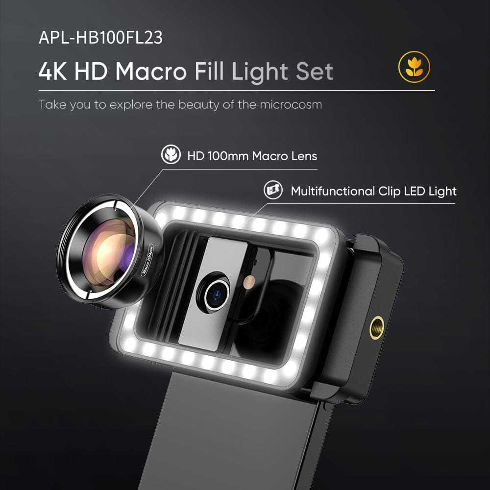 Jual Lensa Kamera HP 2 in 1 Macro Lens with LED Fill Light | Shopee ...
