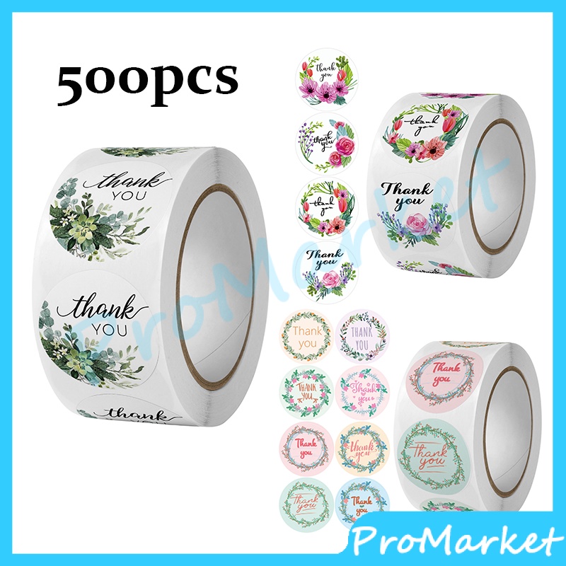 Jual Sticker Thank You Roll Isi 500 Pcs / Stiker Terima Kasih Warna ...