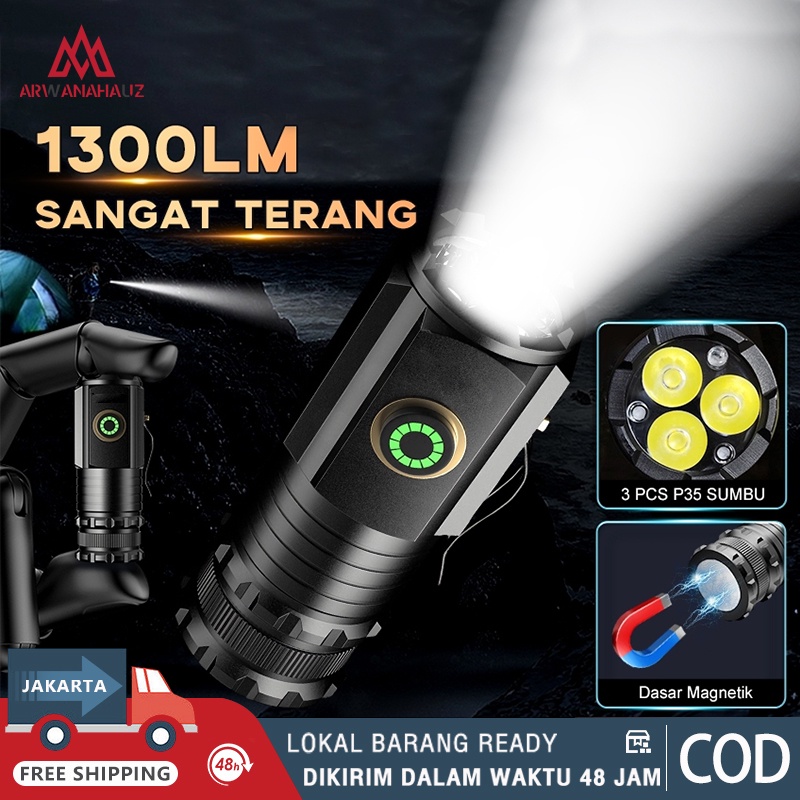 Jual senter mini original senter super terang / Outdoor Ukuran Saku Senter Isi Ulang Tahan Air ...