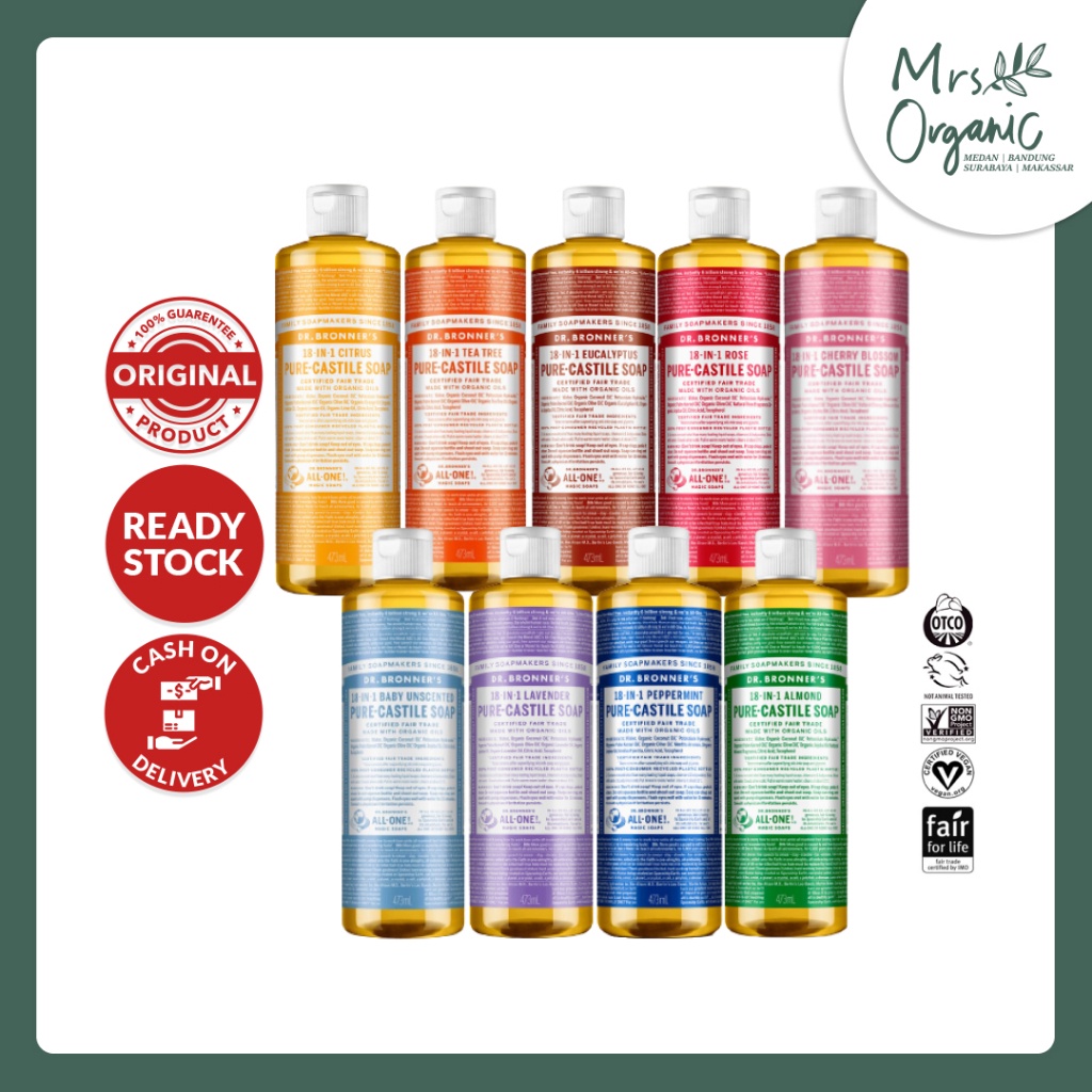 Jual Dr Bronner Bronners Sabun Cair Organik 473 ml Jerawat Kecantikan Tubuh Wajah Rambut Pure ...