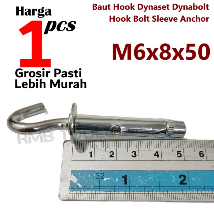 Jual Baut Hook M6x8x50 Dynaset Dynabolt M6 / Hook Bolt Sleeve Anchor ...
