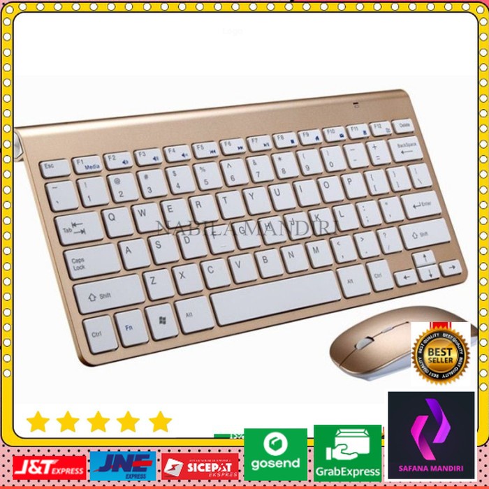 Jual Kimsnot Wireless Keyboard Mouse Combo 2.4G JP106 Golden | Shopee Indonesia