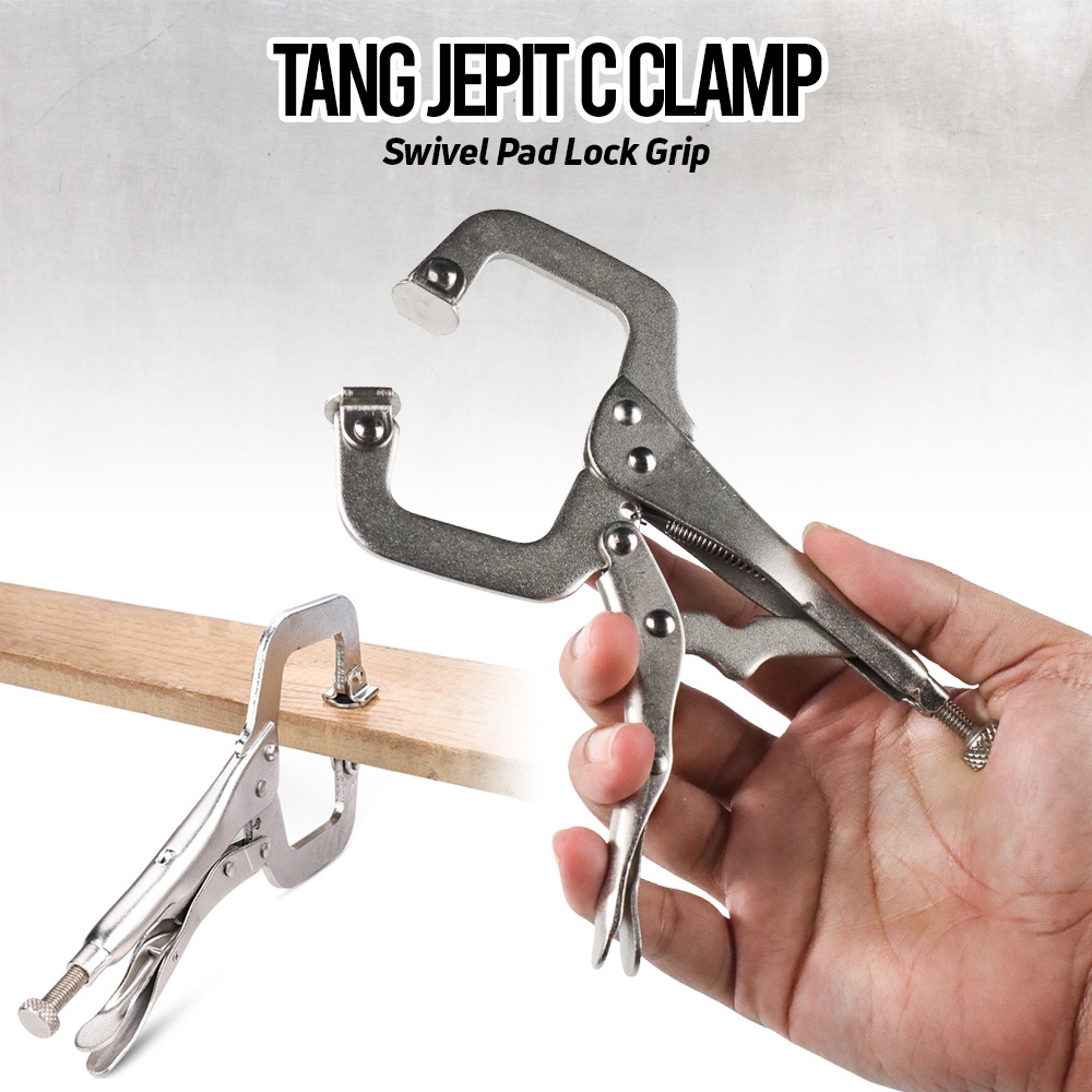 Jual Tang jepit C tang buaya clamp lock grip menjepit benda berat besi ...