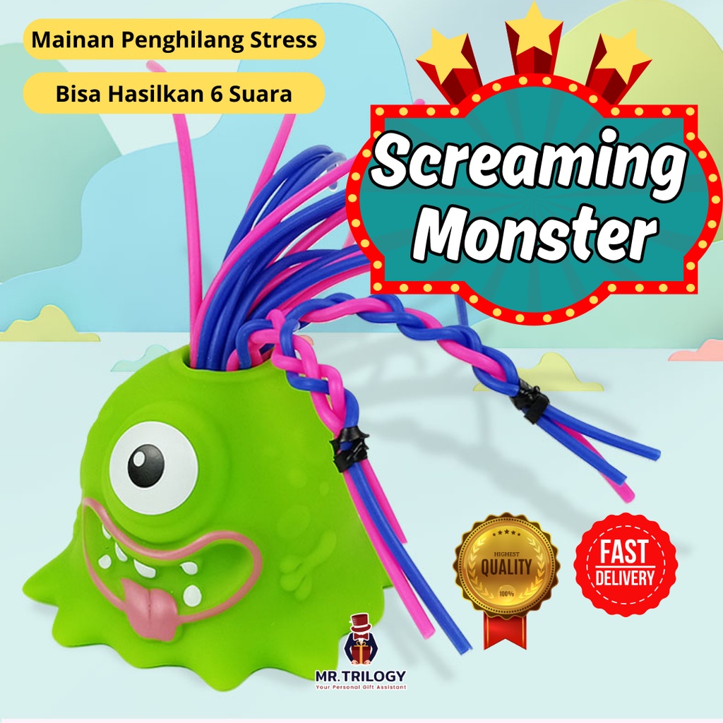 Jual Mainan Anak SCREAMING MONSTER Penghilang Stress Toy Tarik Rambut 6 ...