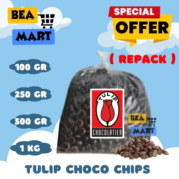 Jual Tulip Choco Chips 100gr 250gr 500gr 1kg | Dark Chocochips Coklat ...