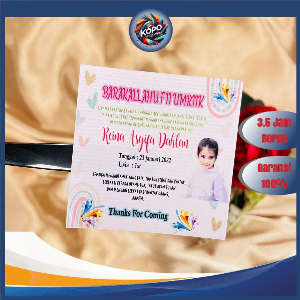 Jual KOPO 2-4 Stiker Ultah Anak Ulang TahunLabel Bentuk Kotak Sticker ...