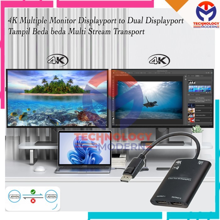 Jual 4K Multiple Extend 2 Display Monitor Displayport To Dual ...
