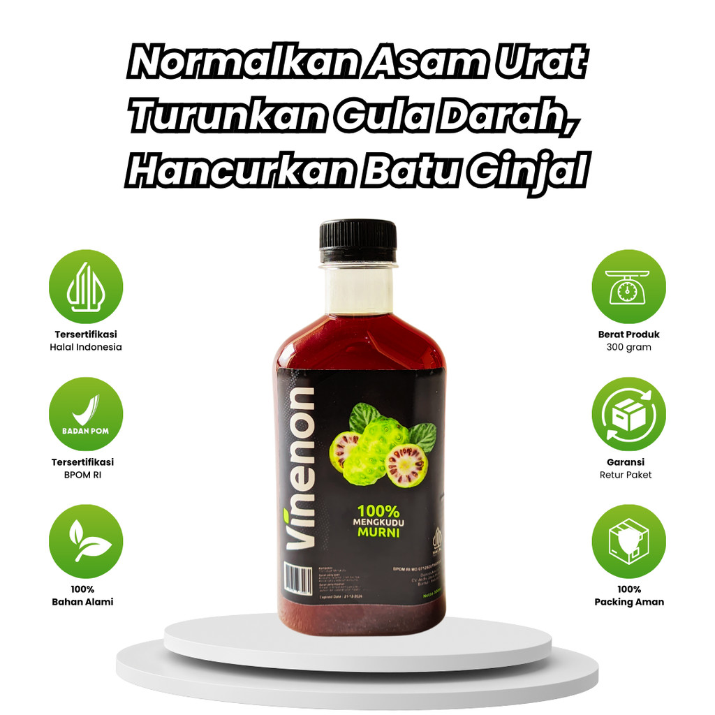 Jual Cuka Mengkudu Vinenon 1 Botol Tanpa Pengawet Kimia Luruhkan Batu ...