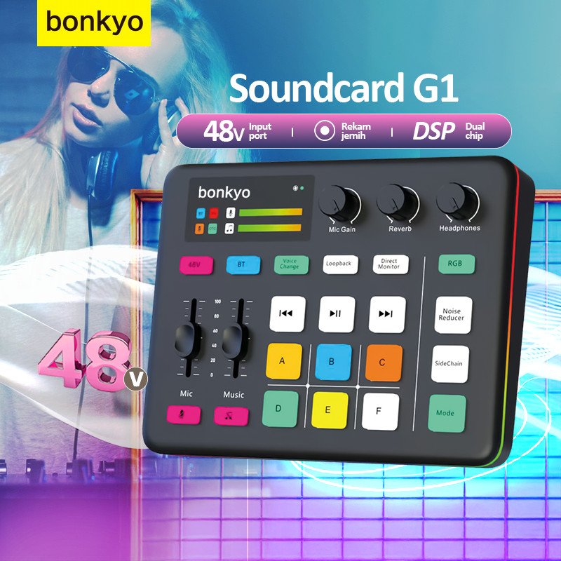Jual Bonkyo G1 Sound Card 48V Bluetooth Live SoundCard G1 Gaming ...