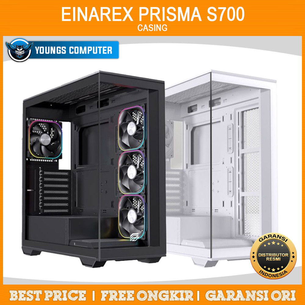 Jual CASE EINAREX PRISMA S700 - ATX Type-C 3x 12cm Reverse + 1x12cm ARGB Fan Casing | Shopee ...