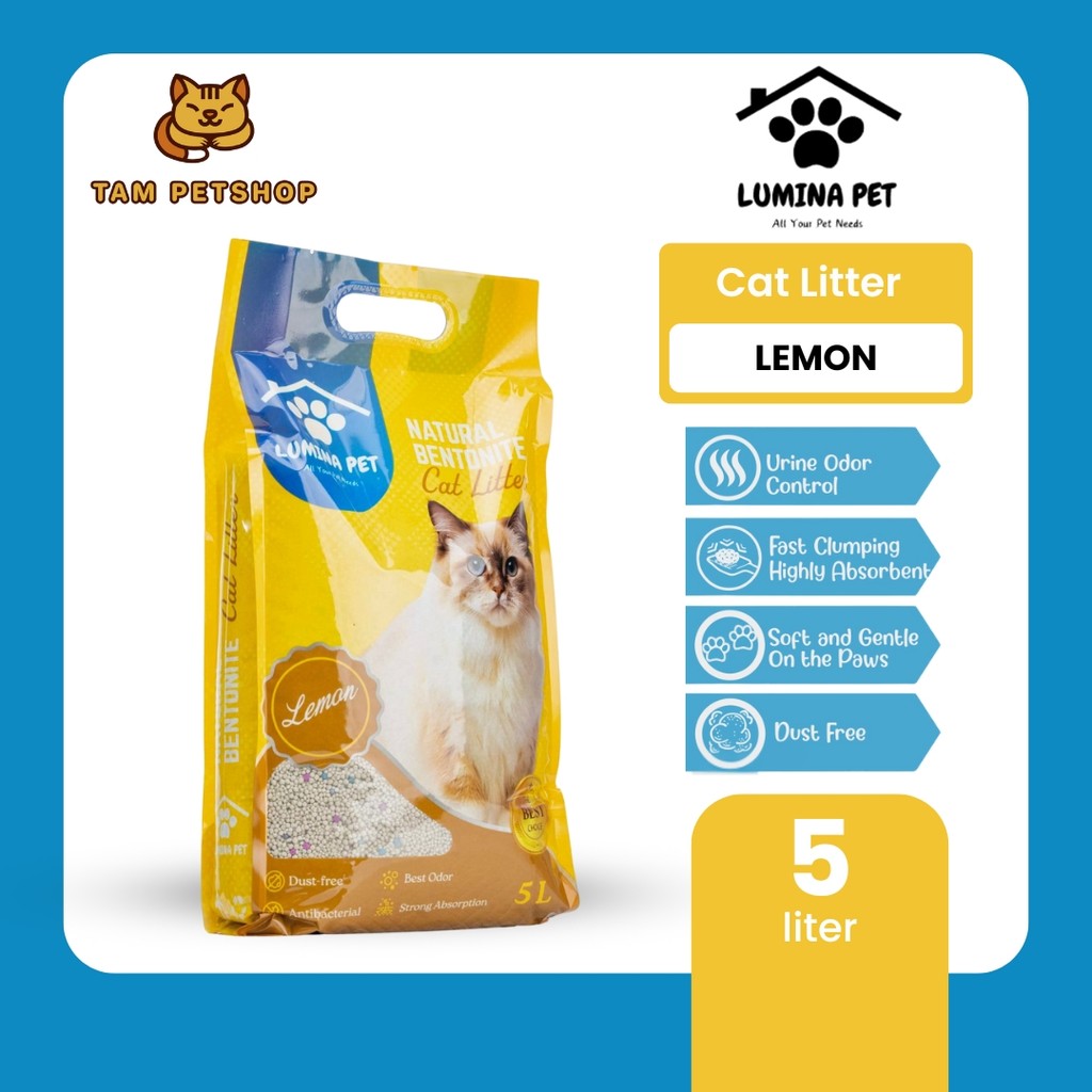 Jual Lumina Pasir Kucing Gumpal Betonite Cat Litter LEMON 5L | Shopee ...