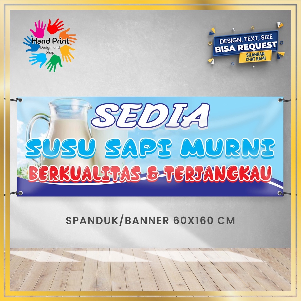 Jual SPANDUK / BANNER Susu Murni Warna Biru Minuman Segar Ukuran 160x60 ...