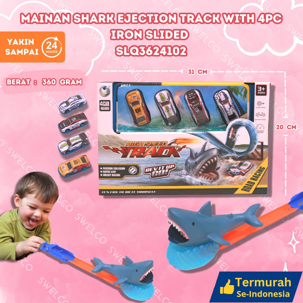 Jual Mainan Anak Track Jalur Mobil Diecast Hiu Shark Mainan Shark ...