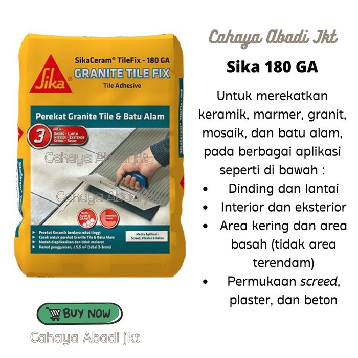 Jual SIKA 180 GA SIKA PEREKAT GRANIT DAN BATU ALAM (25KG) | Shopee ...
