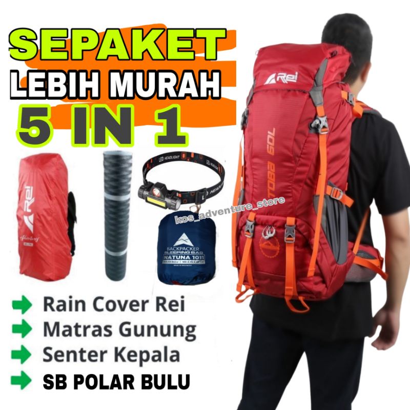 Jual Paket Tas Gunung keril Carrier Arei Toba 60 Liter / Paket Tas Gunung Rei Toba 60L | Shopee ...