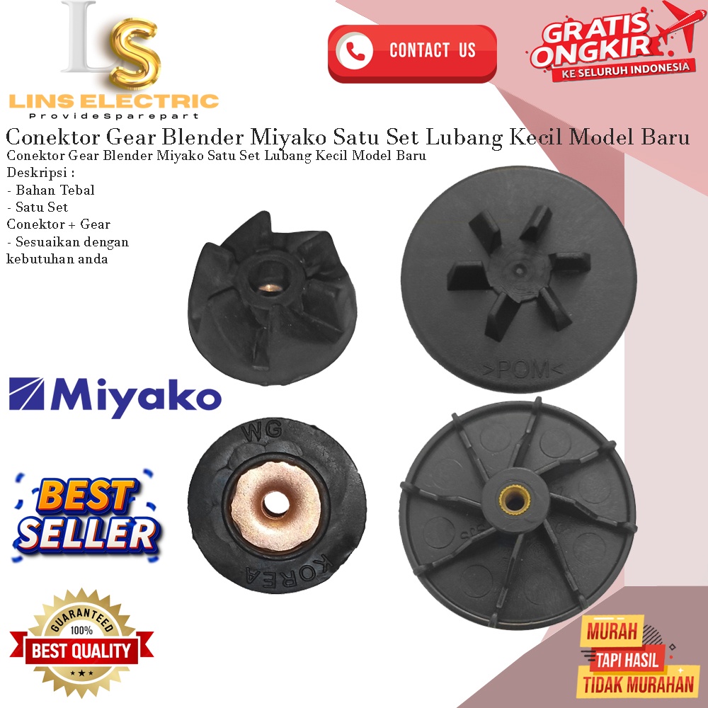 Jual Conektor Gear Blender Miyako Satu Set Lubang Kecil Model Baru ...