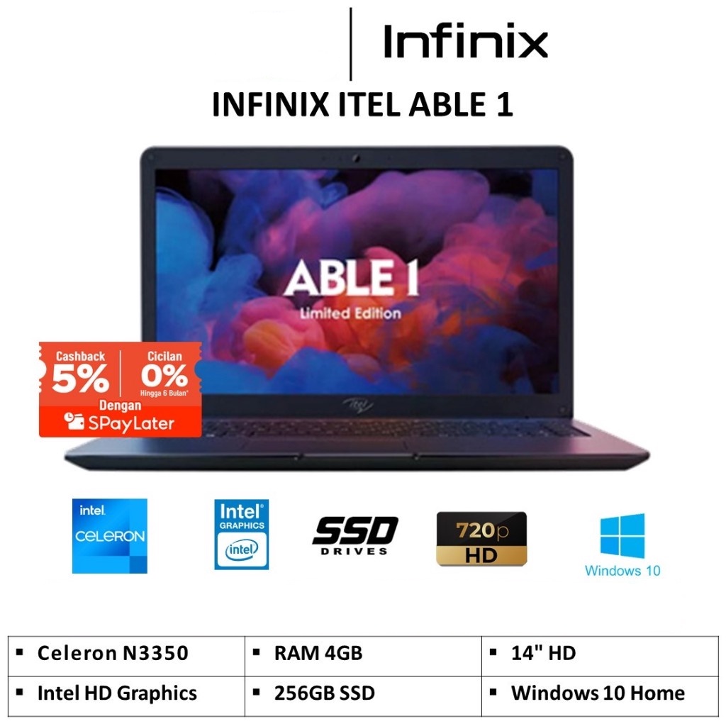Jual CIcilan 0% - Laptop INFINIX ITEL ABLE 1 - INTEL CELERON 4GB 256GB SSD14" Inch HD WINDOWS 10 ...