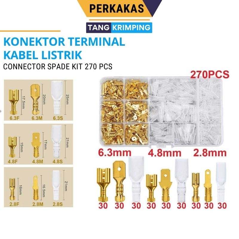 Jual Terminal Sambungan Kabel Listrik Wire Crimp Connector Spade Kit ...