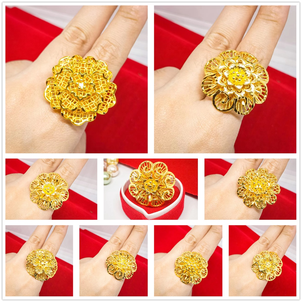 Jual Cincin Bunga Kendari terbaru cantik Perhiasan Dubai Lapis Emas 24K ...