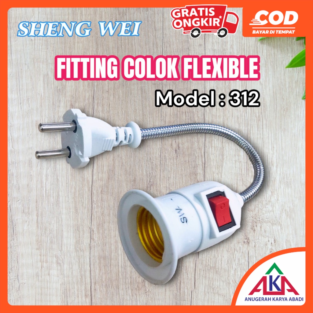 Jual SHENGWEI Fitting Lampu Colok Fleksibel Bohlam E27 Dilengkapi Saklar | Shopee Indonesia