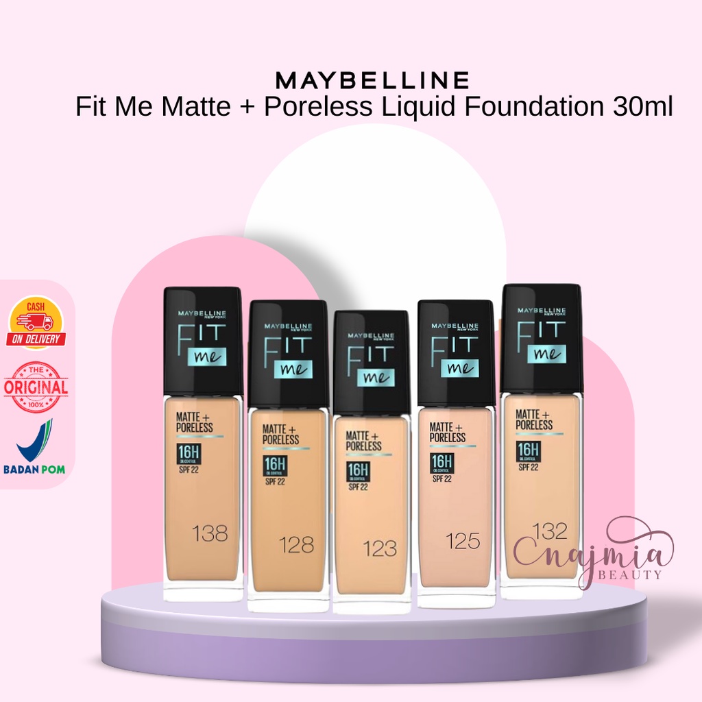 Jual NAJMIA Maybelline Fit Me Matte + Poreless Liquid Foundation 30ml ...