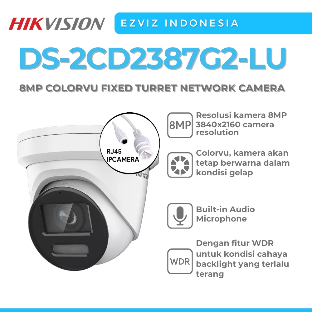 Jual HIKVISION DS-2CD2387G2-LU 8MP COLORVU FIXED TURRET NETWORK CAMERA | Shopee Indonesia